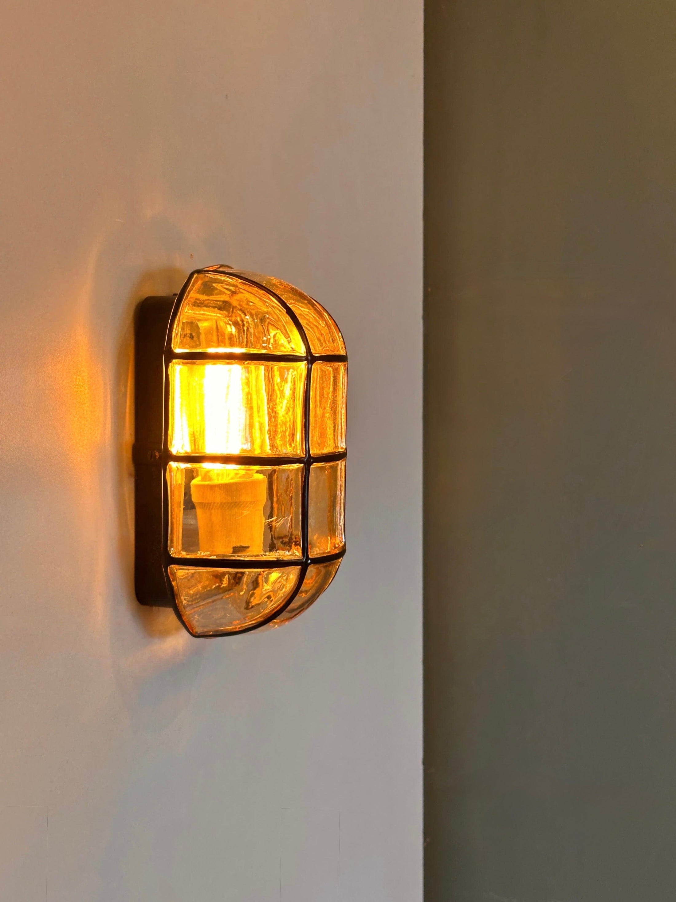 LACROM SEMIFLUSH GLASS Wall Sconce - Honey